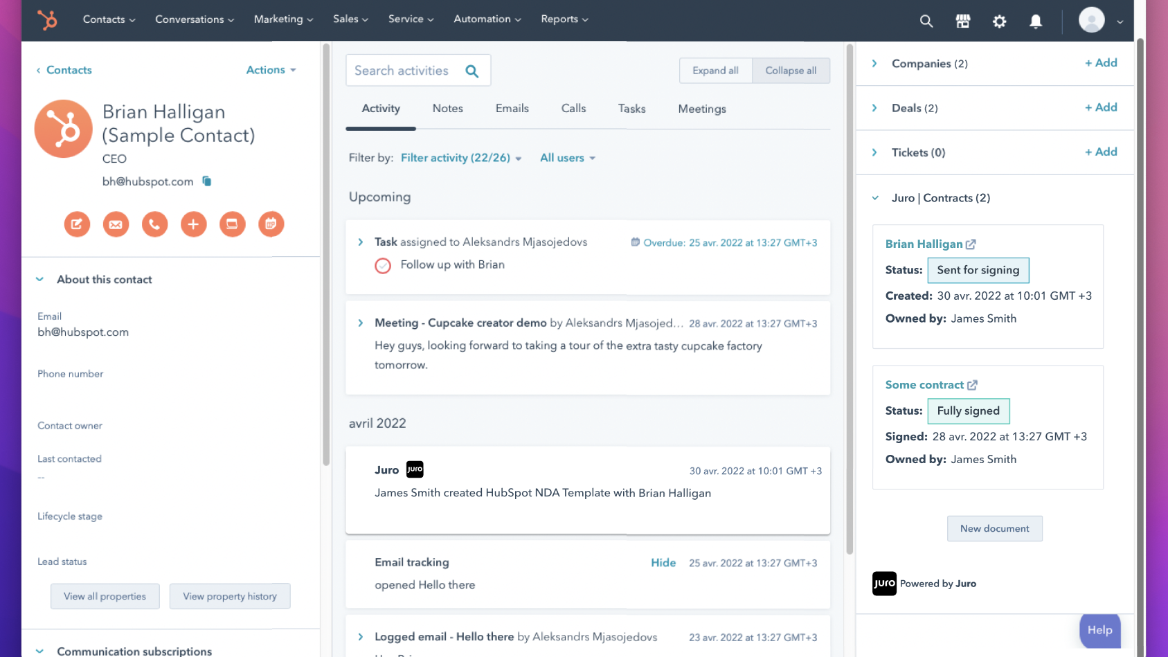 Juro | Contract Management HubSpot Integration | Connect Them Today